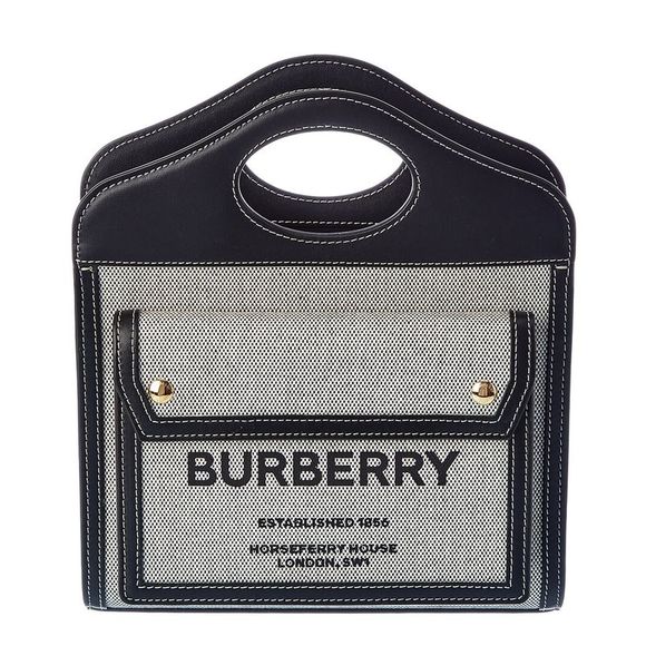 Burberry | Bags | Burberry Canvas Leather Pocket Tote | Poshmark